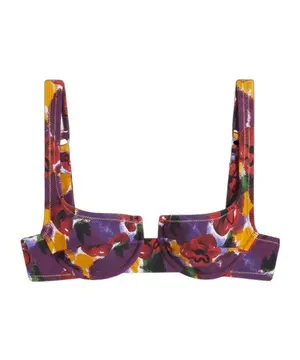 REINA OLGA Brigitte Floral-pattern Bikini Top - Red