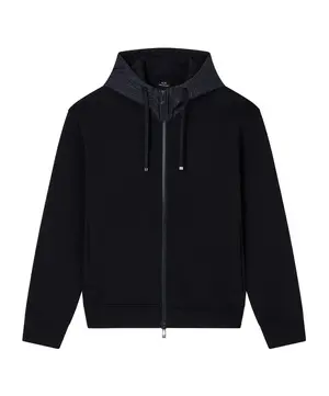 Armani Exchange Quilted Hooded Full Zip Hoodie - Black
