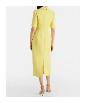 EMILIA WICKSTEAD Valletta Wool Crepe Midi Dress - Yellow
