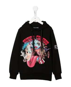 VISION OF SUPER Logo Hooded Sweater - Black