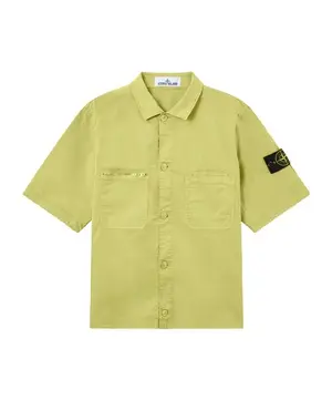 Stone Island Comfort-fit Short-sleeve Overshirt With Multiple Chest Pockets - Fern