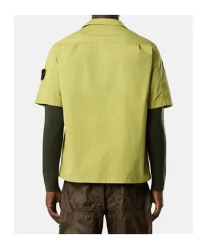 Stone Island Comfort-fit Short-sleeve Overshirt With Multiple Chest Pockets
