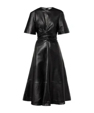 Altuzarra Gathered Leather Midi Dress - Black