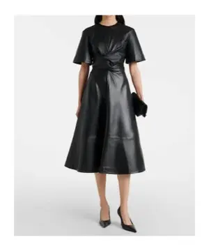 Altuzarra Gathered Leather Midi Dress