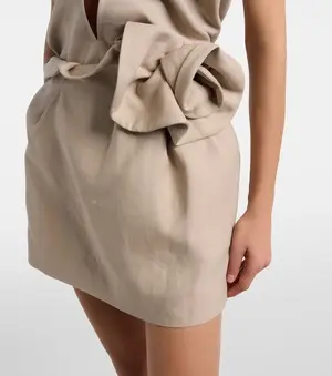 Magda Butrym Floral Appliqué Linen Miniskirt