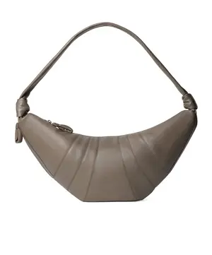 LEMAIRE Croissant Large Smooth Leather Bag - Gray