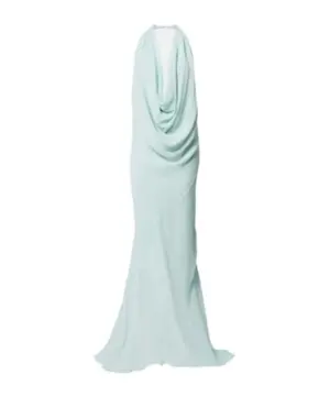 MUGLER Draped Sheer Silk Crêpe Georgette Gown
