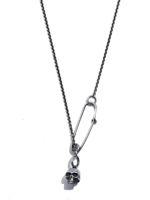 Werkstatt:München Skull And Safety Pin Necklace