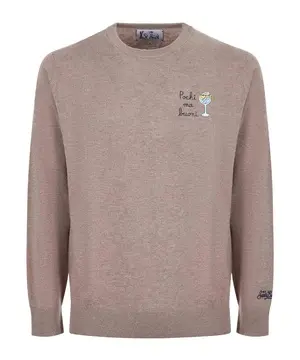 MC2 SAINT BARTH Heron Embroidered Crewneck Jumper - Nude