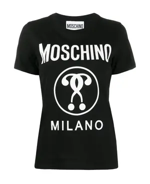 Moschino Double Question Mark Print T-shirt - Black