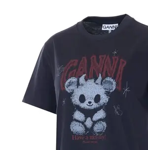 GANNI Graphic Logo Printed Crewneck T-shirt