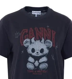 GANNI Graphic Logo Printed Crewneck T-shirt