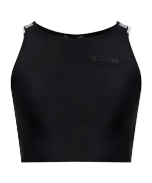 Moschino Rubberised Cropped Top - Black