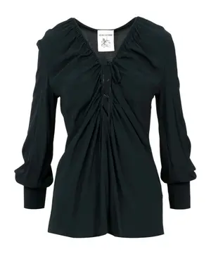 SEMICOUTURE Pleated Detail Blouse - Black