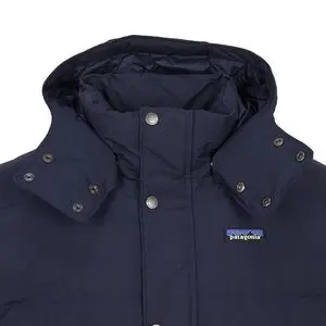 Patagonia Recycled Down Jacket With Snap And Zip Fastening - Dark Blue