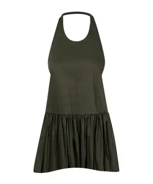 SEMICOUTURE Halter Neck Pleated Blouse - Black
