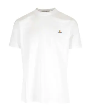 VIVIENNE WESTWOOD Logo Embroidered Crewneck T-shirt - White