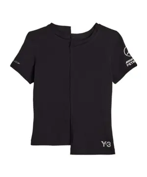Y3 Asymmetric T-shirt With Mercedes Amg Petronas Branding - Black