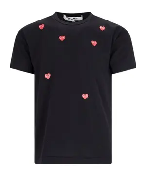 Play Comme Des Garcon Comme Des Garçons Play Heart Printed Crewneck T-shirt - Black