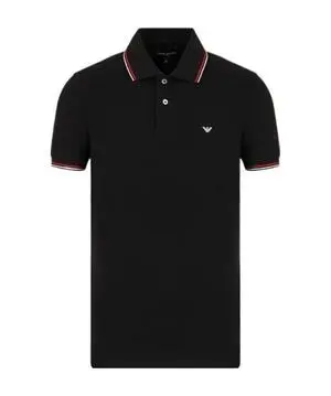 Emporio Armani Logo Detailed Short-sleeved Polo Shirt - Black