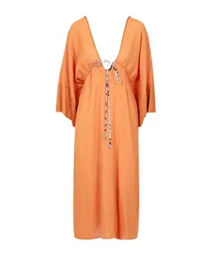 OTTOD'AME Deep V Neckline Dress - Orange