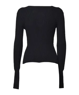 Giuseppe Di Morabito Lace-up Ribbed-knit Crewneck Top