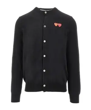 Play Comme Des Garcon Long-sleeved Knitted Cardigan - Black
