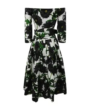 Samantha Sung Audrey Floral Print Off-the-shoulder Midi Dress