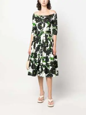 Samantha Sung Audrey Floral Print Off-the-shoulder Midi Dress