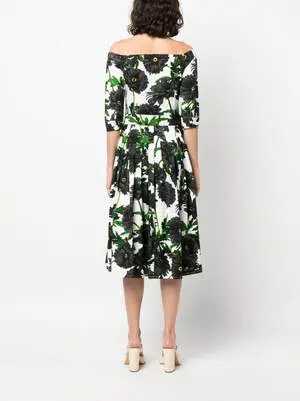 Samantha Sung Audrey Floral Print Off-the-shoulder Midi Dress