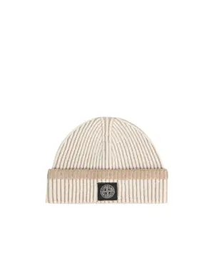 Stone Island Compass Patch Beanie - Ivory