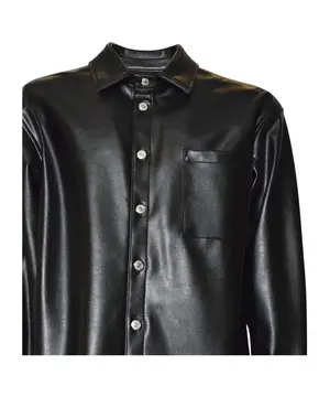 MSGM Structured Faux Leather Pocket Shirt