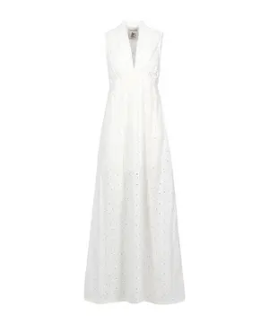 SEMICOUTURE V-neck Sleeveless Dress - White