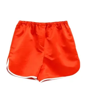 THE FRANKIE SHOP Aria Satin Shorts With Contrast Piping - Red