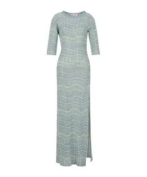 Marni Ribbed Linen Dress With Wavy Pattern