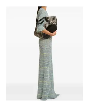 Marni Ribbed Linen Dress With Wavy Pattern