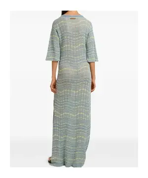 Marni Ribbed Linen Dress With Wavy Pattern