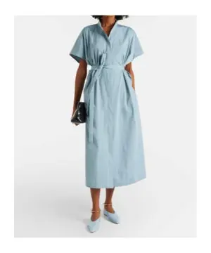 JIL SANDER Belted Cotton Poplin Midi Shirt Dress