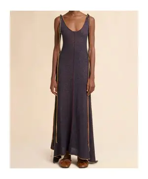 Marni Linen-viscose Dress With Colourful Edges
