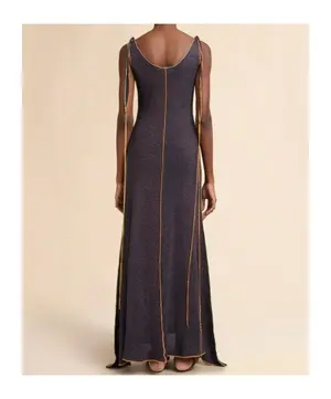 Marni Linen-viscose Dress With Colourful Edges