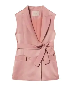 TWINSET Satin Belted Blazer - Pink