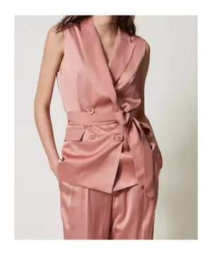 TWINSET Satin Belted Blazer