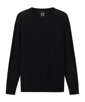 Armani Exchange Logo Embroidered Crewneck Sweater - Black
