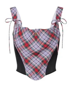 VIVIENNE WESTWOOD Puppy Tartan Linen And Mesh Bustier Top - Multicolor