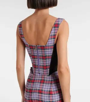 VIVIENNE WESTWOOD Puppy Tartan Linen And Mesh Bustier Top - Multicoloured