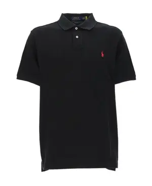 Polo Ralph Lauren Logo Embroidered Short-sleeved Polo Shirt - Black