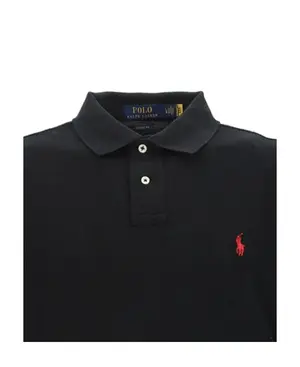 Polo Ralph Lauren Logo Embroidered Short-sleeved Polo Shirt - Black