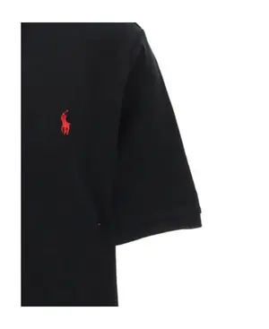 Polo Ralph Lauren Logo Embroidered Short-sleeved Polo Shirt - Black