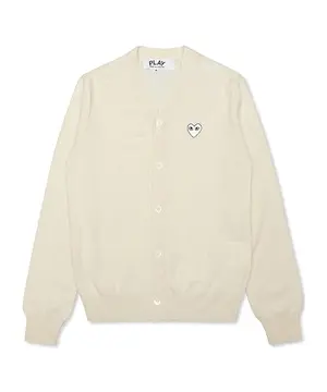 Comme Des Garçons Woven V-neck Cardigan - Natural