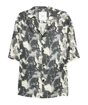 Nanushka Abstract-print Short-sleeve Shirt - Gray